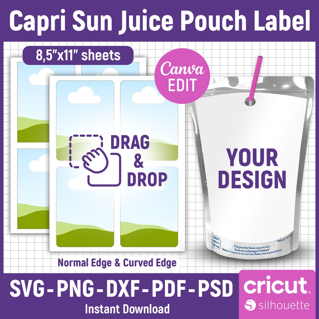 Capri Template Svg, Blank Capri Sun Template, Juice Pouch Label, Juice ...