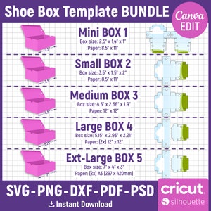 Shoe Box Template BUNDLE, Shoe Box Svg, Shoe Box Party Favor, Shoe Box ...