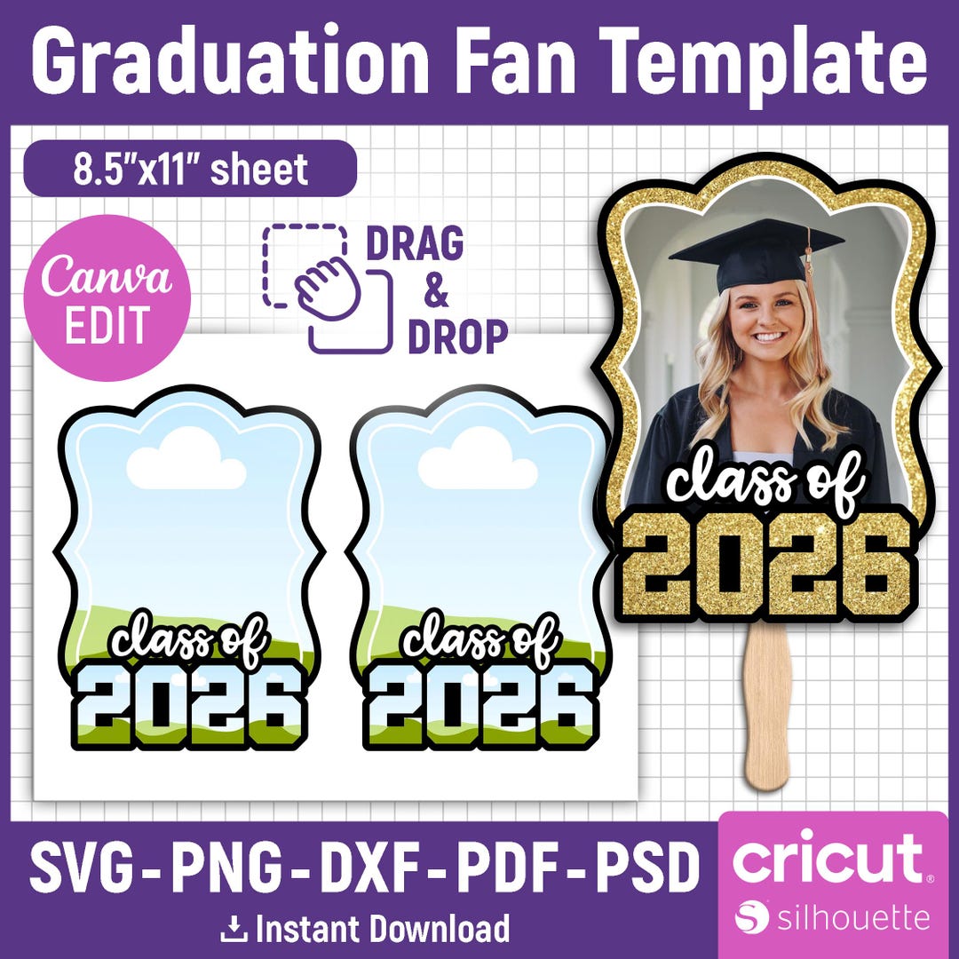 Grad Paddle Fan Template, Custom Grad Fan, Graduation Fan Template ...