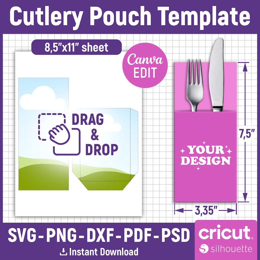 Cutlery Pouch Template, Cutlery Set Template, Cutlery Paper Holder ...