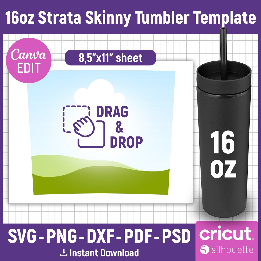 16oz Strata Skinny Tumbler Template, 16oz Strata Skinny Wrap Template ...