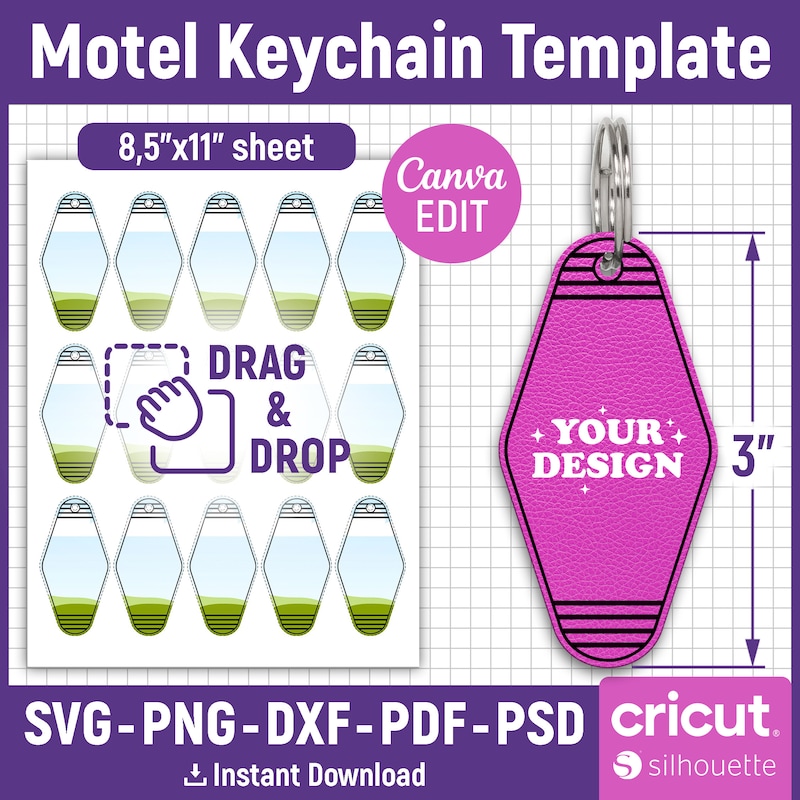 Motel Keychain Template - Etsy