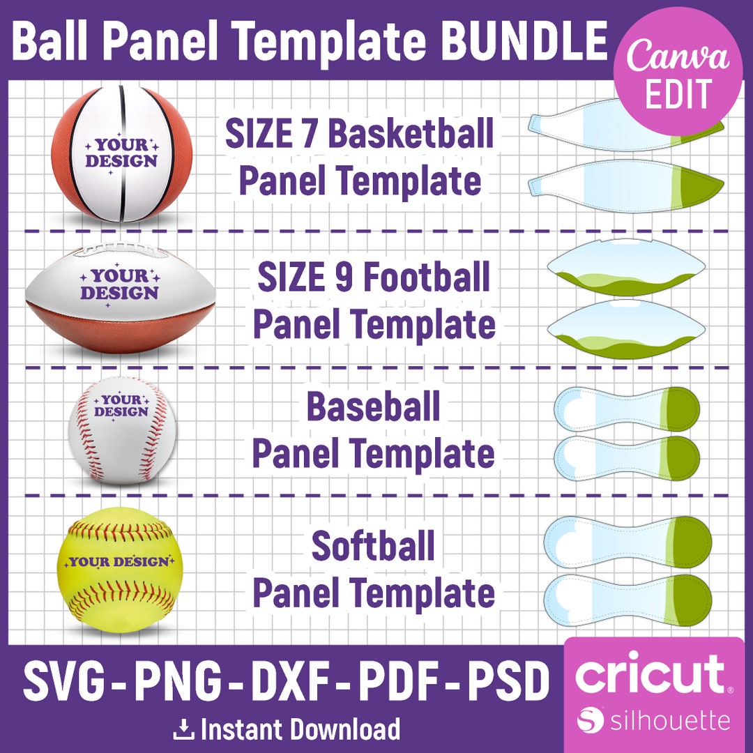 BUNDLE, Size 7 Basketball Panel Template, Football Panel Template ...