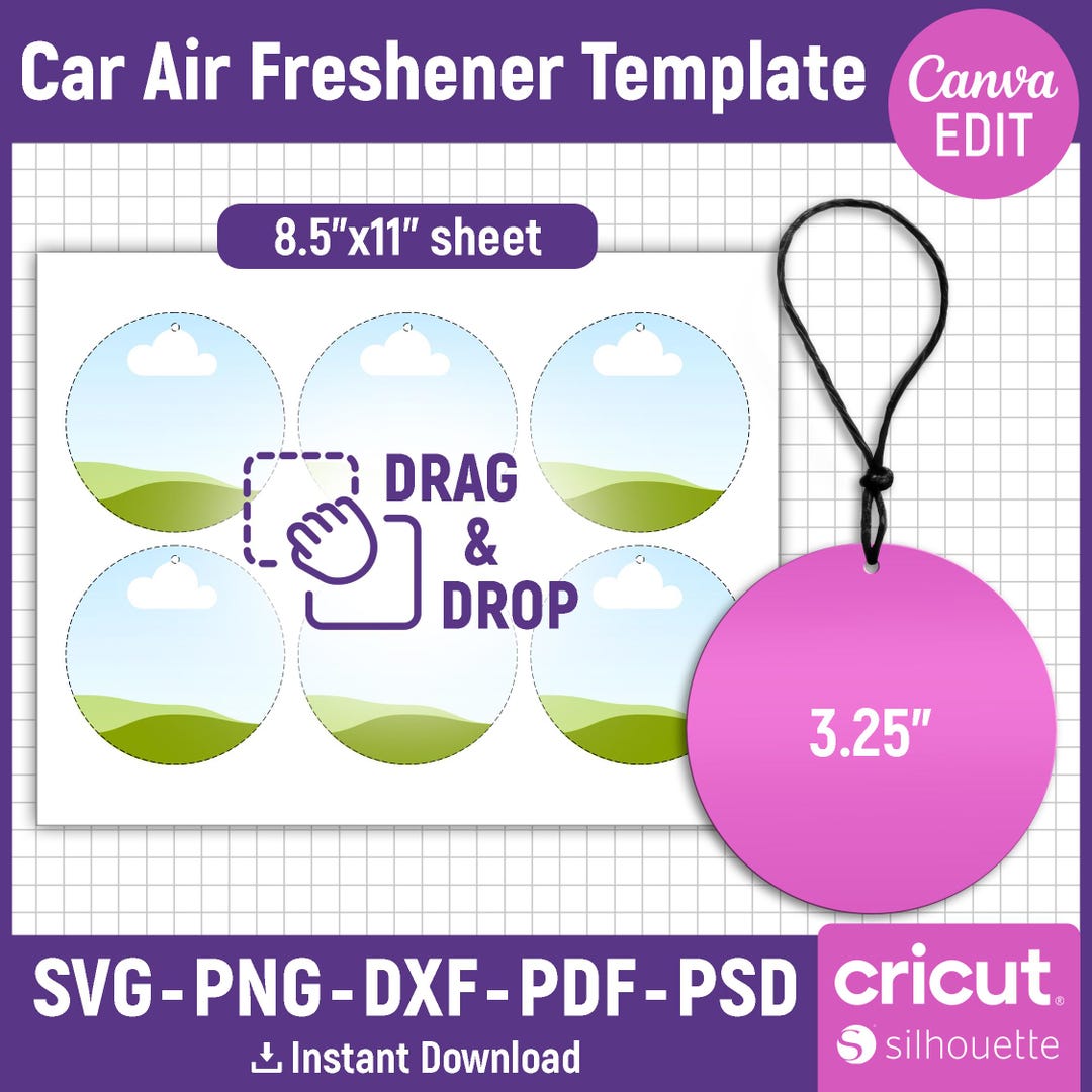 3.25" Circle Car Air Freshener Template, Air Freshener Hang Template ...
