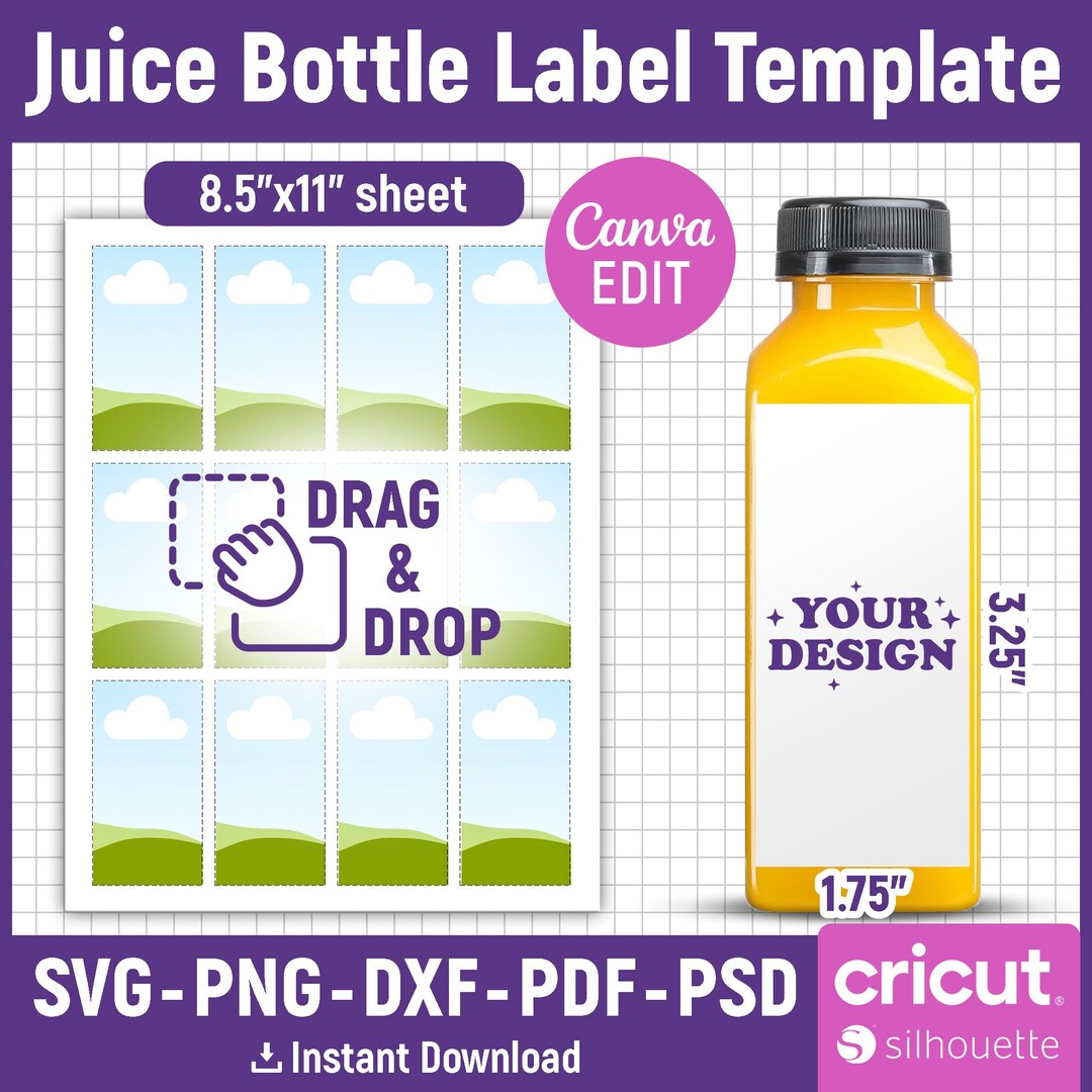 Juice Bottle Label Template, Juice Label Sticker Template, Juice Label ...