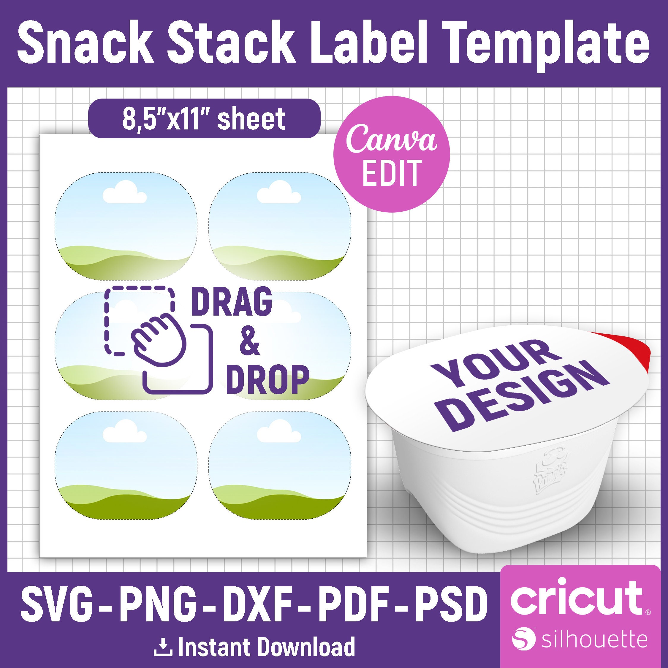 Snack Template, Snack Stack Chip Topper Label Template, Party Favor ...