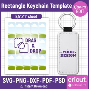 Leather Keychain Template Bundle, Keychain Template Svg, Sublimation ...