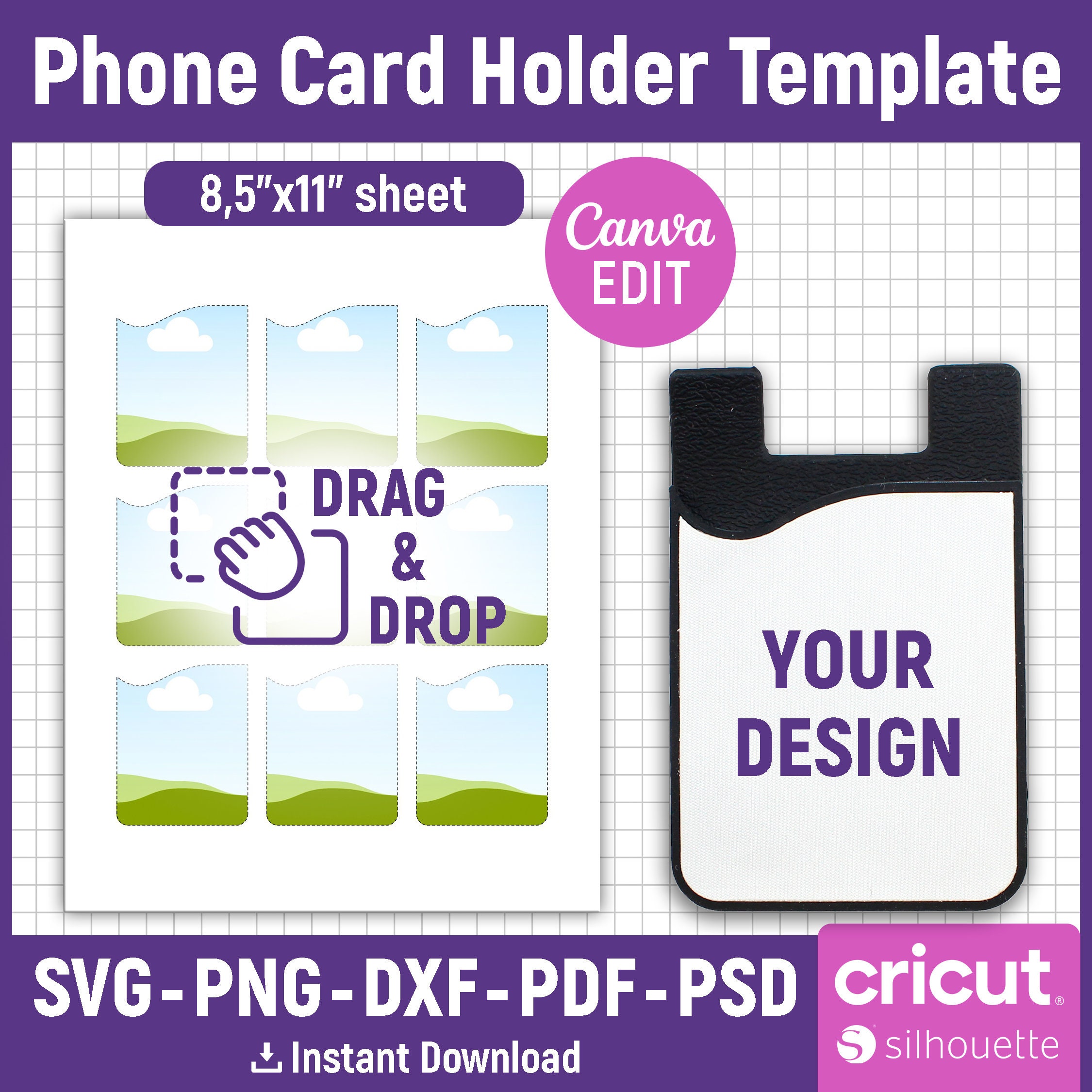Phone Card Holder Sublimation Template, Phone Card Holder Svg, Phone ...