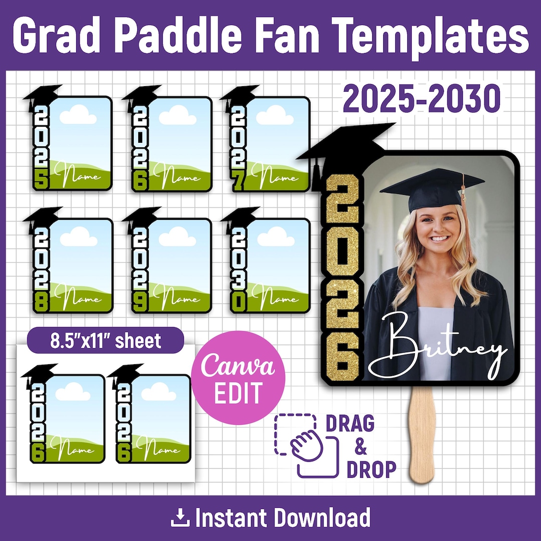 2025-2030 Editable Grad Paddle Fan Template, Custom Grad Fan ...