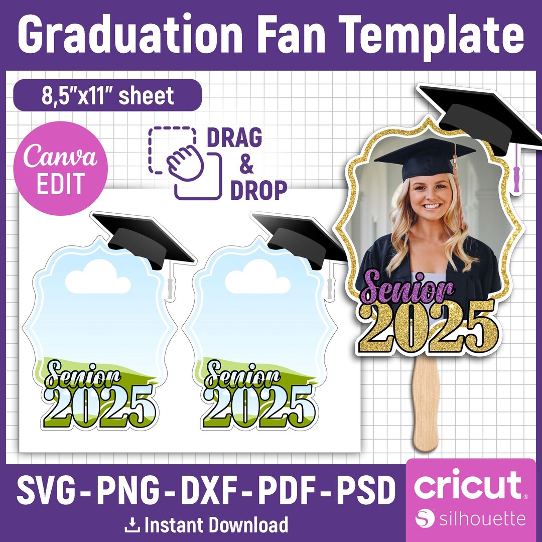 Grad Paddle Fan Template, Custom Grad Fan, Graduation Fan Template ...