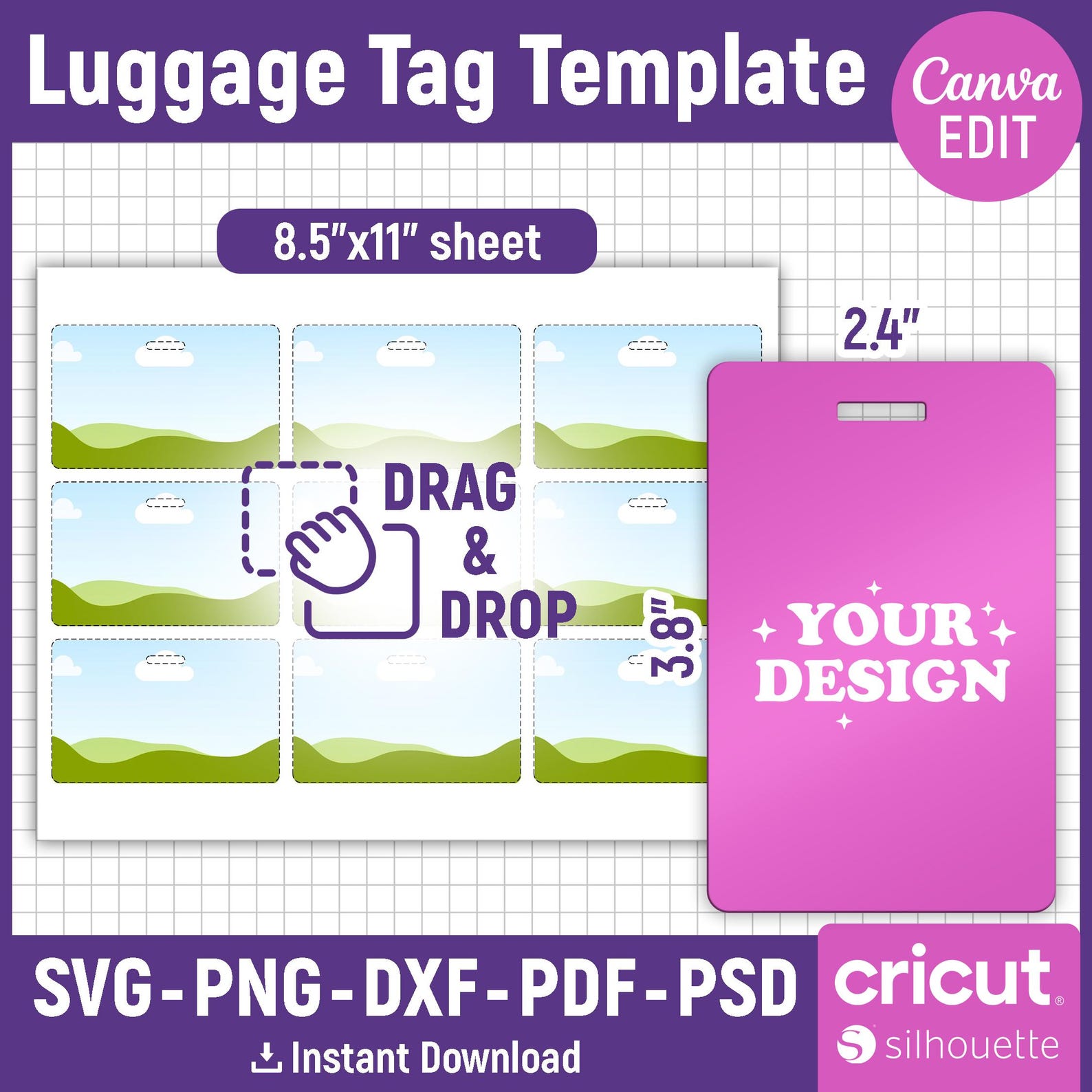Luggage Tag Template, Luggage Tag Sublimation Template, Luggage Tag Svg ...