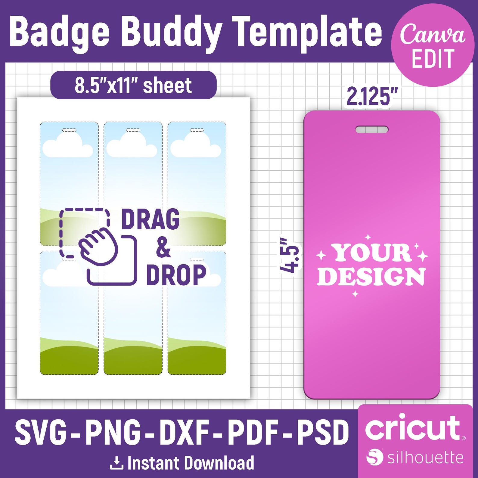 Badge Buddy Template, ID Badge Template, Badge Buddy Blank, Vip Badge ...