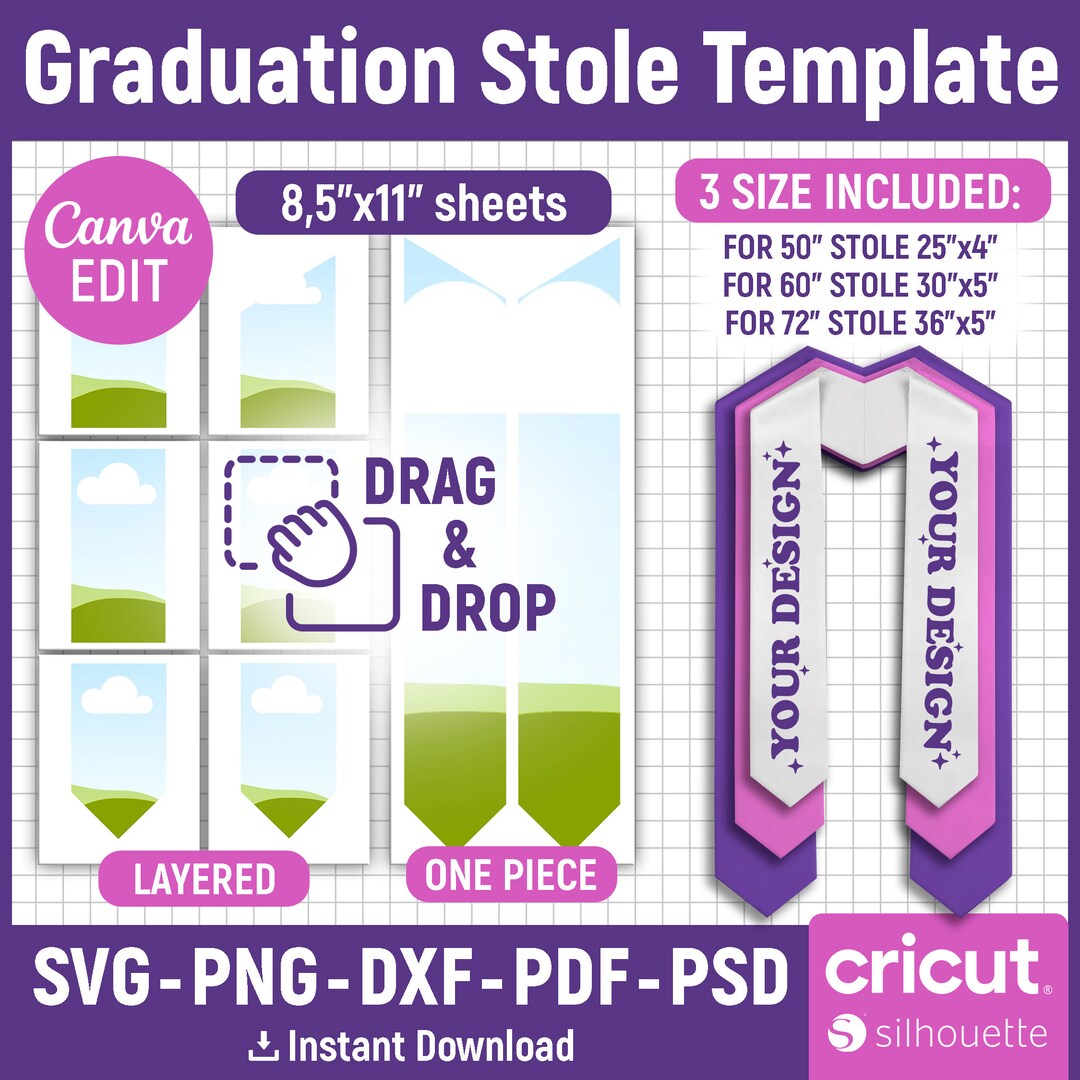 Graduation Stole Template Bundle, Stole Template Svg, Graduation Stole ...