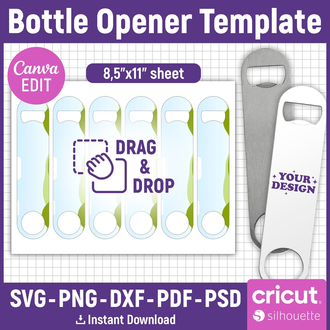 Bottle Opener Template Svg, Stainless Steel Bottle Opener, Beer Bottle ...