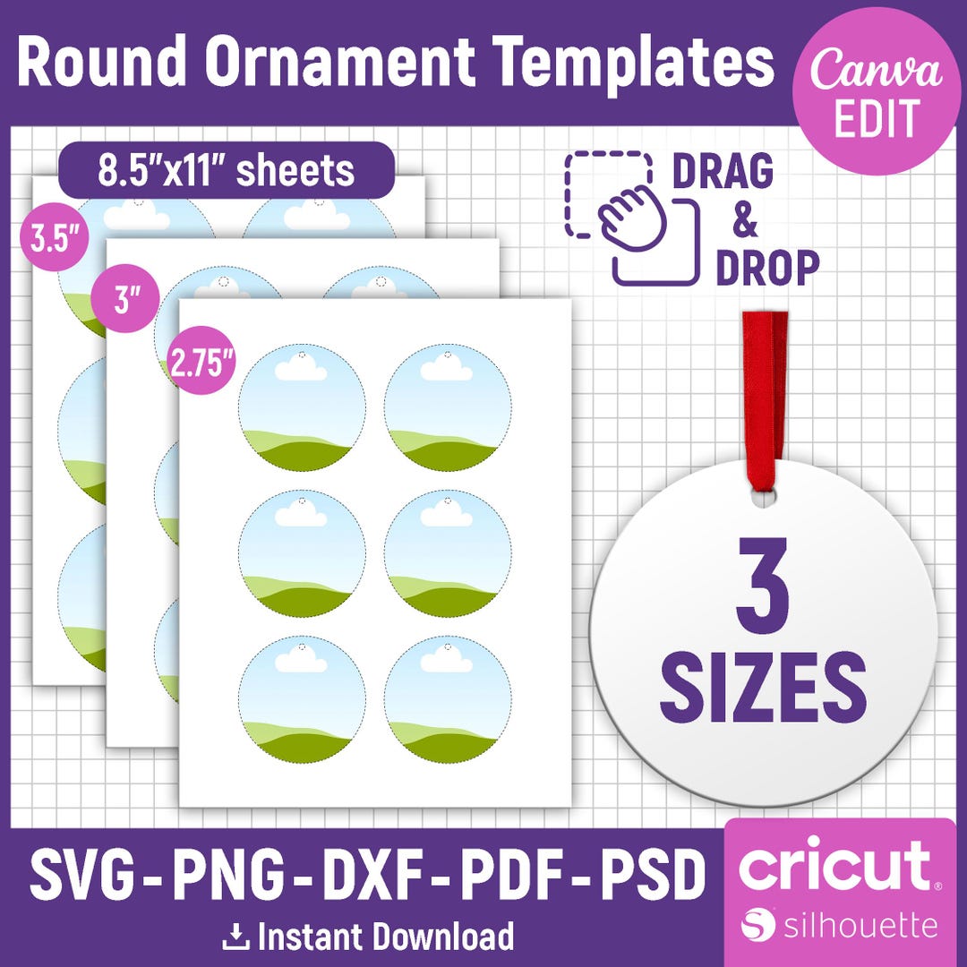 Round Ceramic Ornament Template Bundle, Ceramic Ornament Template ...