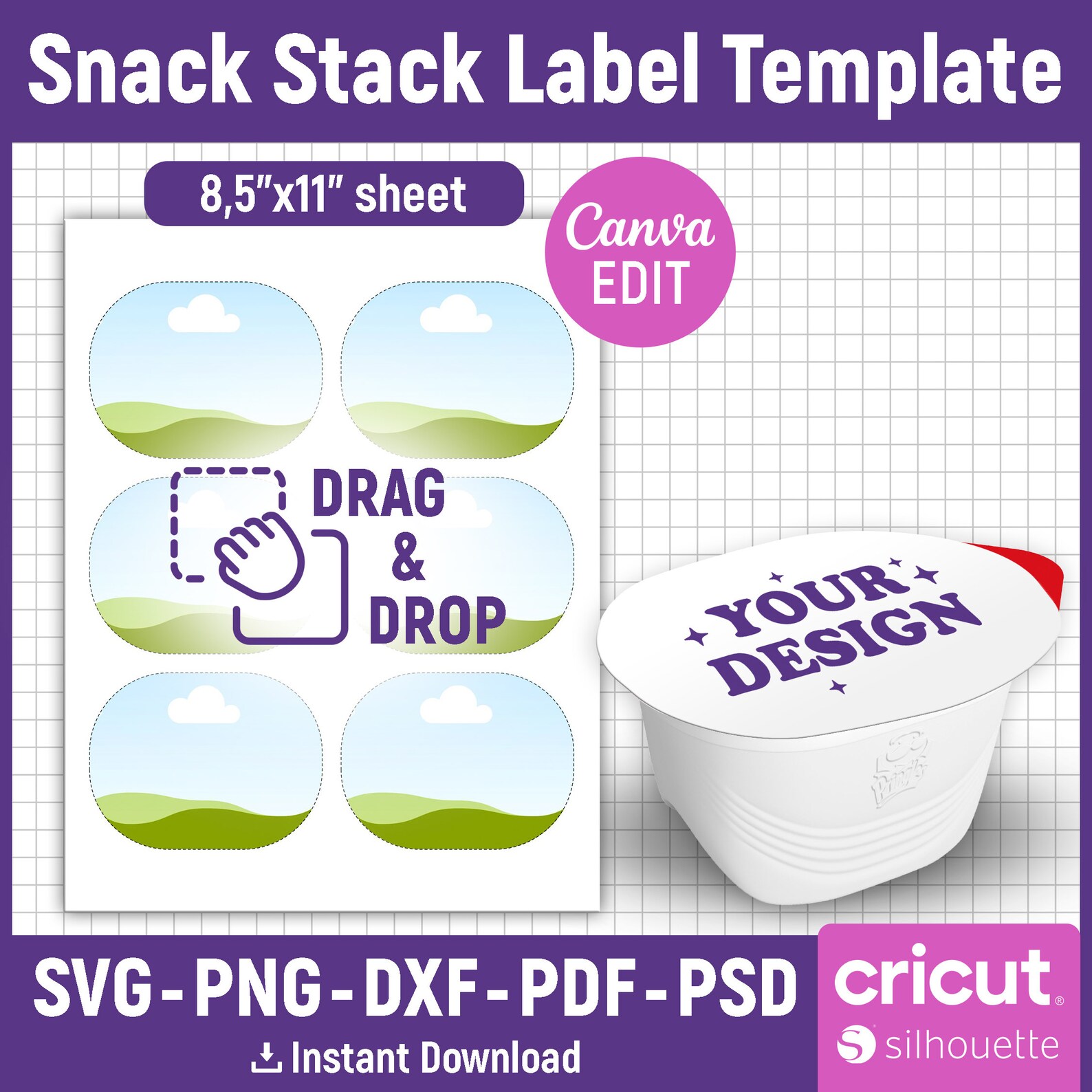 Snack Template, Snack Stack Chip Topper Label Template, Party Favor ...
