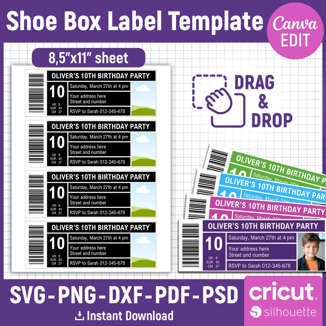Shoe Box Label Template, Shoe Box Label Svg, Sneaker Box Label Template ...