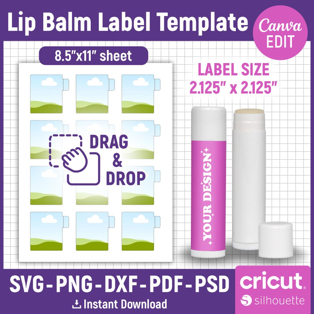 Lip Balm Label Template, Lip Balm Labels, Lip Balm Wrap Packaging, Lip ...