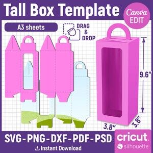 Tall Box Template BUNDLE, Tall Box Svg, Box With Handle Template, Gift ...