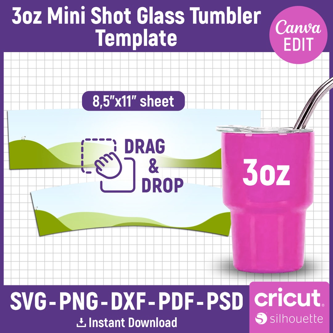 3oz Shot Glass Tumbler Template, Mini Shot Wrap Tumbler Template, Mini ...