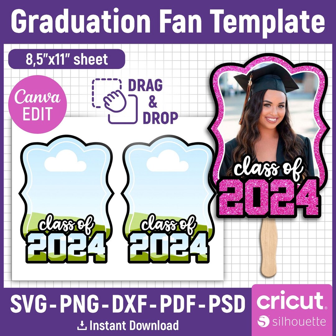 Grad Paddle Fan Template, Custom Grad Fan, Graduation Fan Template ...