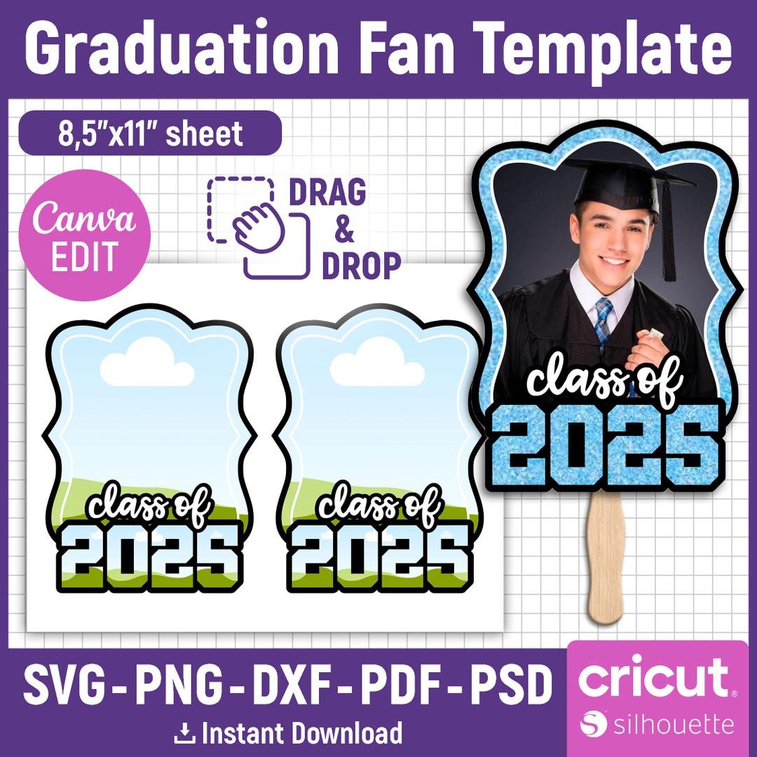 Grad Paddle Fan Template, Custom Grad Fan, Graduation Fan Template ...