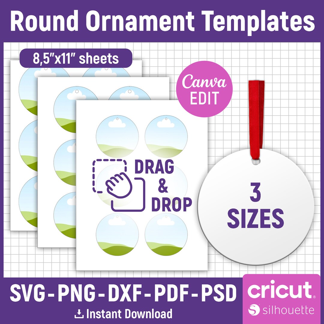 Round Ceramic Ornament Template Bundle, Ceramic Ornament Template ...