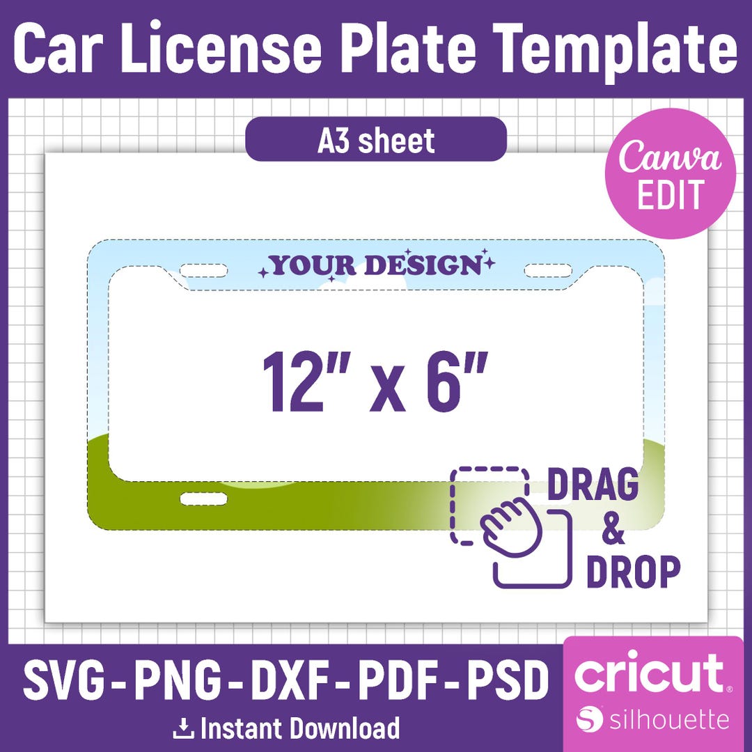 Car License Plate Template, Car License Plate Sublimation Template, Car ...