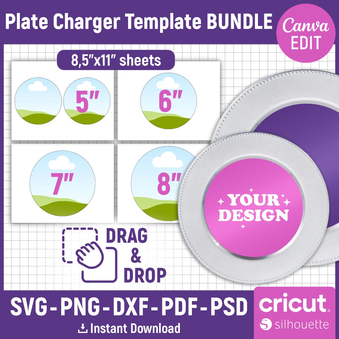 Plate Charger Template BUNDLE, Plate Insert Template, Circle Template ...