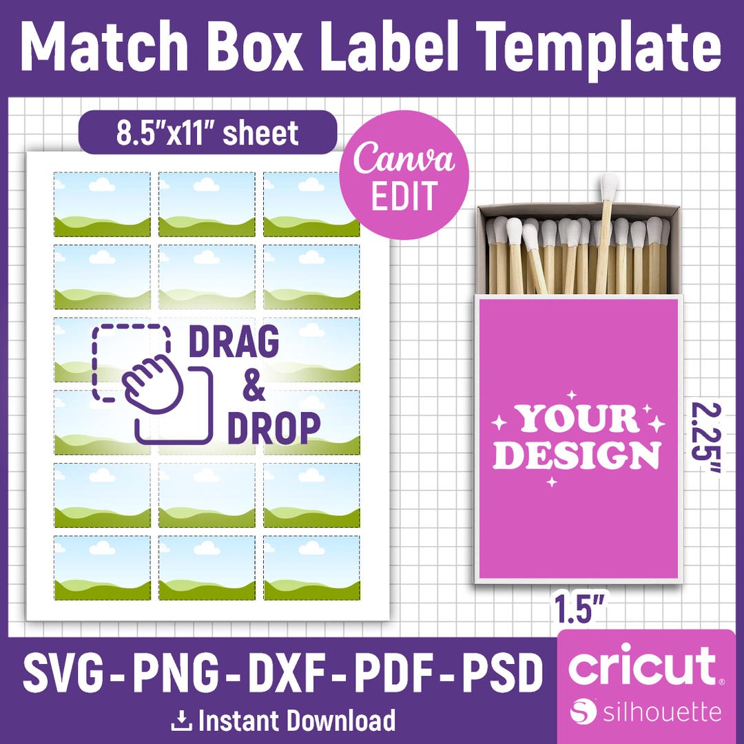 Matchbox Label Template, Match Book Svg, Matchbox Template, Match Box ...