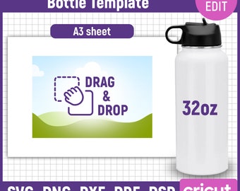 Tumbler Template Svg, 32oz Hydro Water Bottle Template, 32oz Tumbler ...