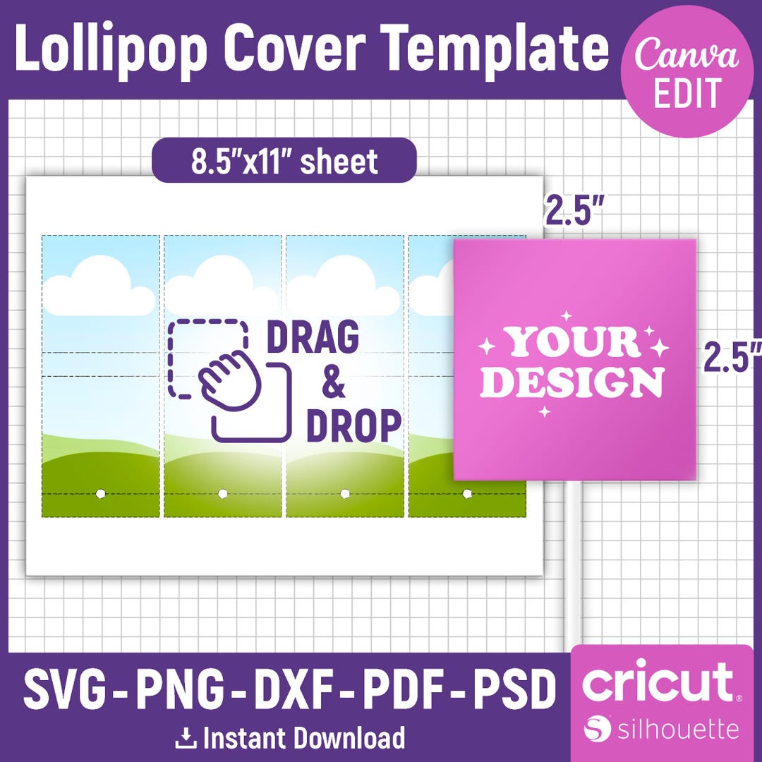 Lollipop Cover Template, Lollipop Holder Template, Candy Holder ...
