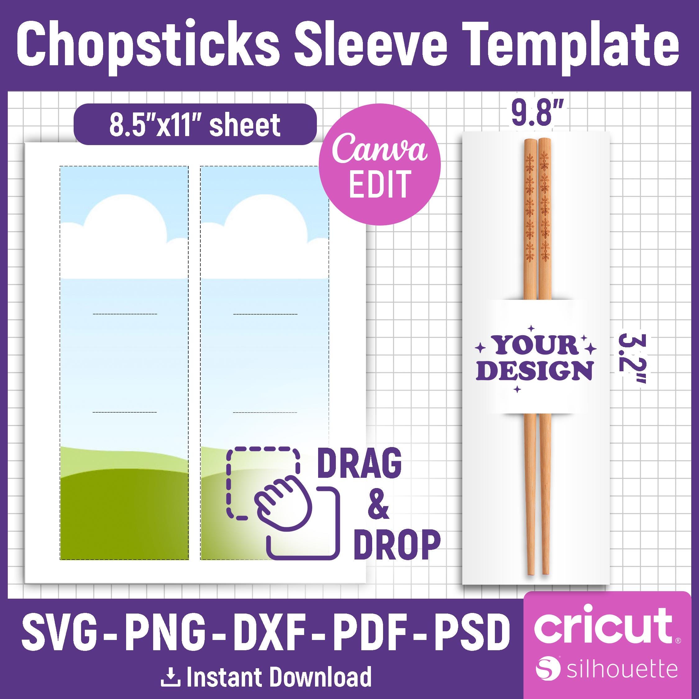 Chopsticks Sleeve Template, Chapstick Sleeve Svg, Chopstick Pocket ...