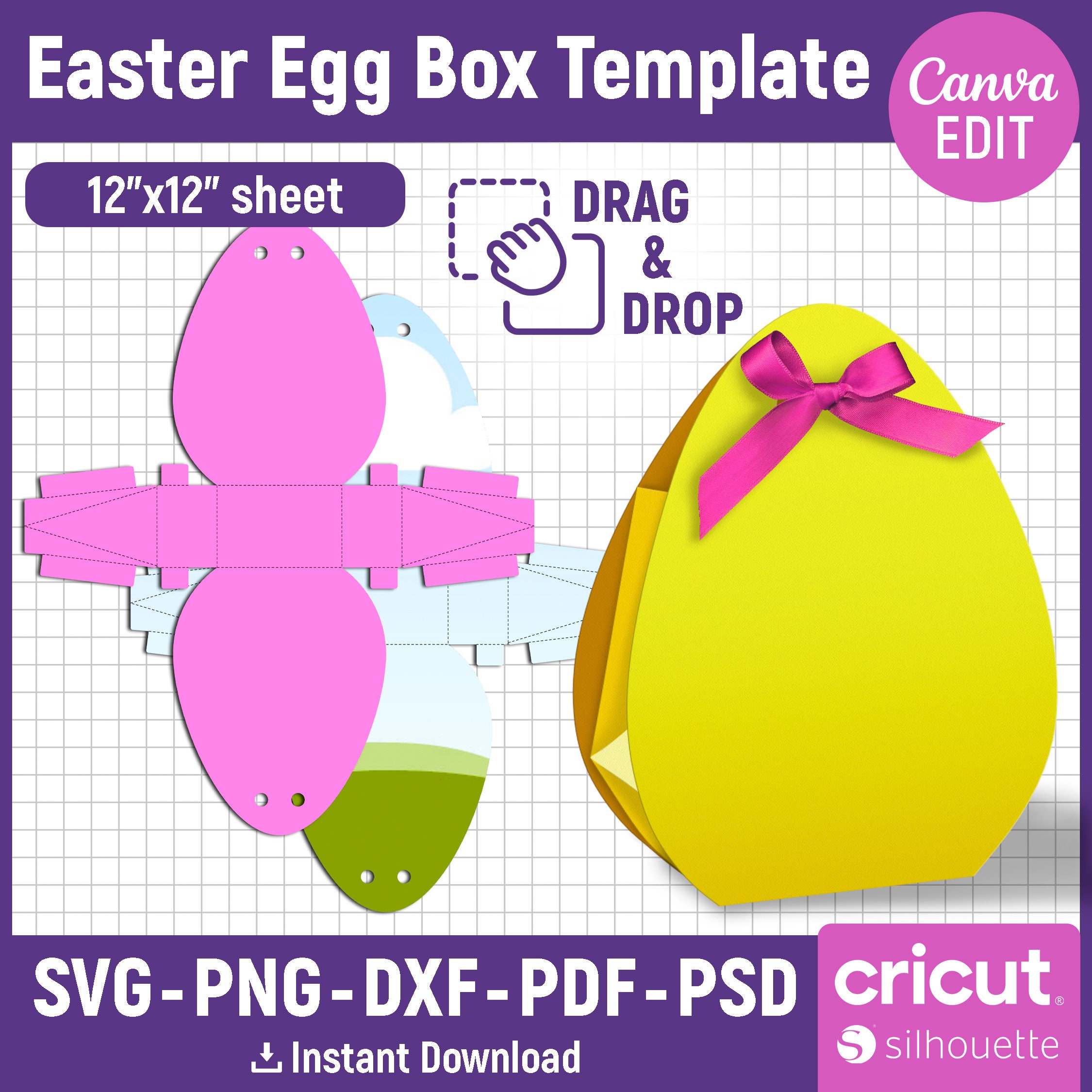 Easter Gift Box Template, Egg Shape Box Template, Chocolate Egg Box ...