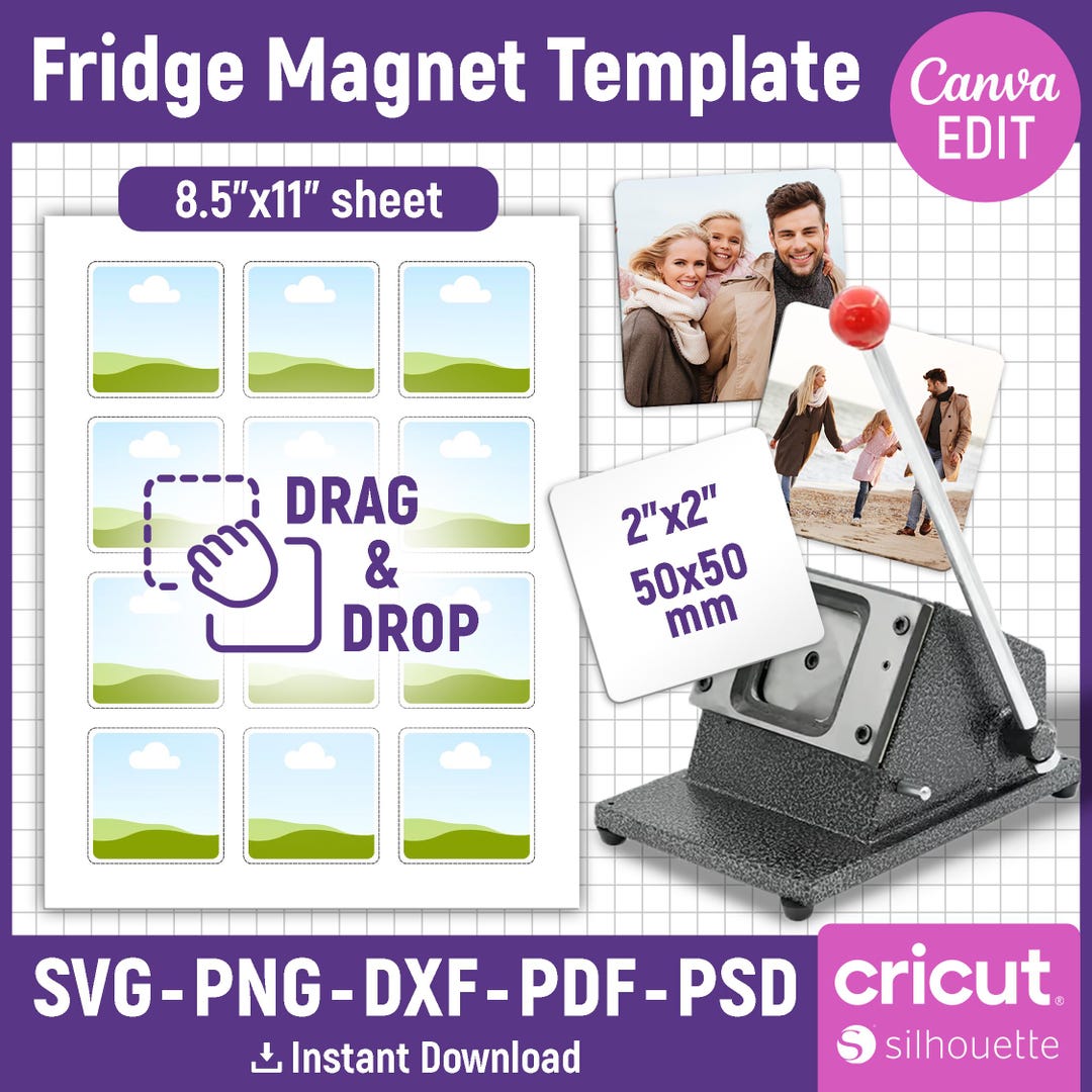 2x2 Square Fridge Magnet Template, Magnet Maker Template, Magnet ...
