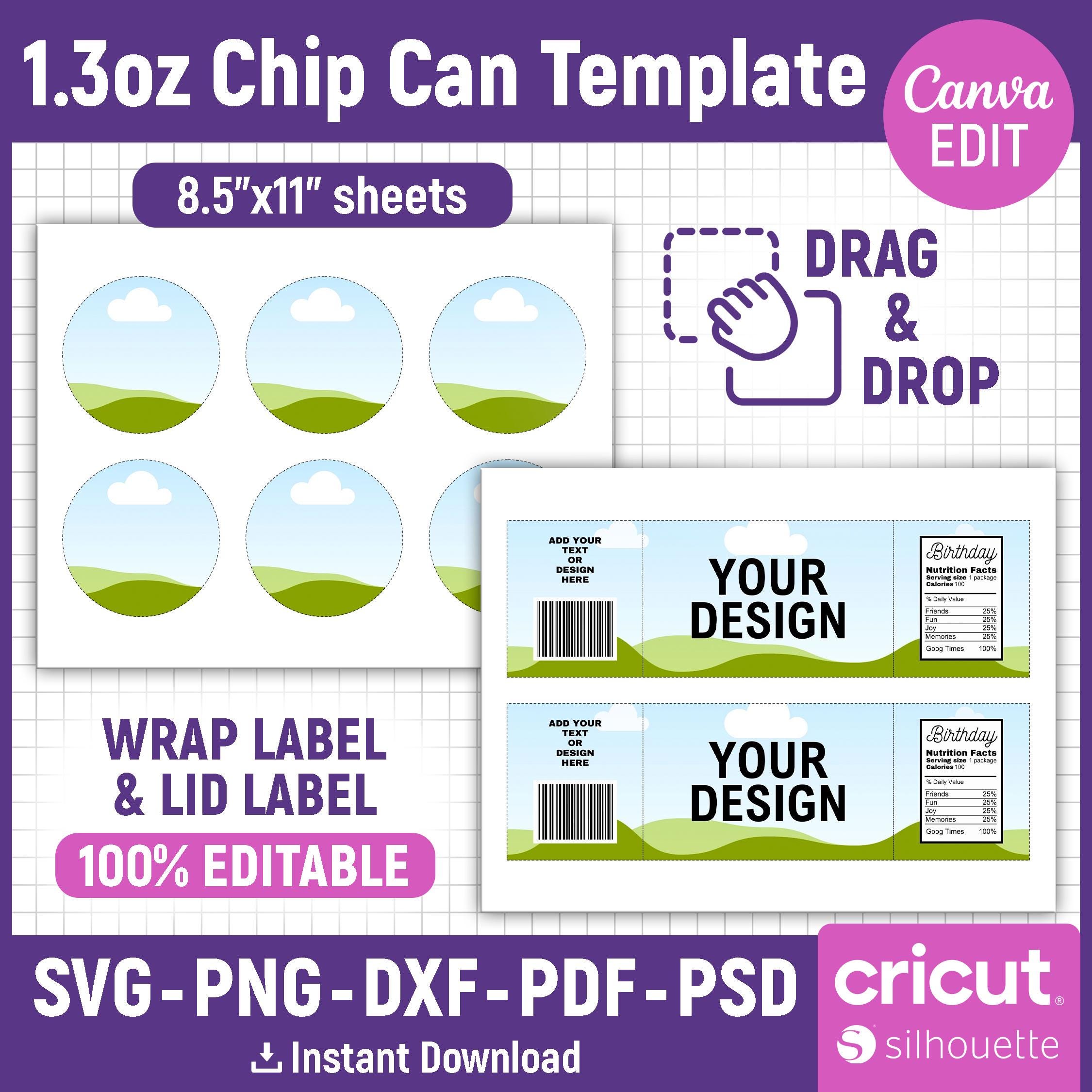 1.3oz Chip Can Wrap Template, Potato Chip Can, Can Label Template ...