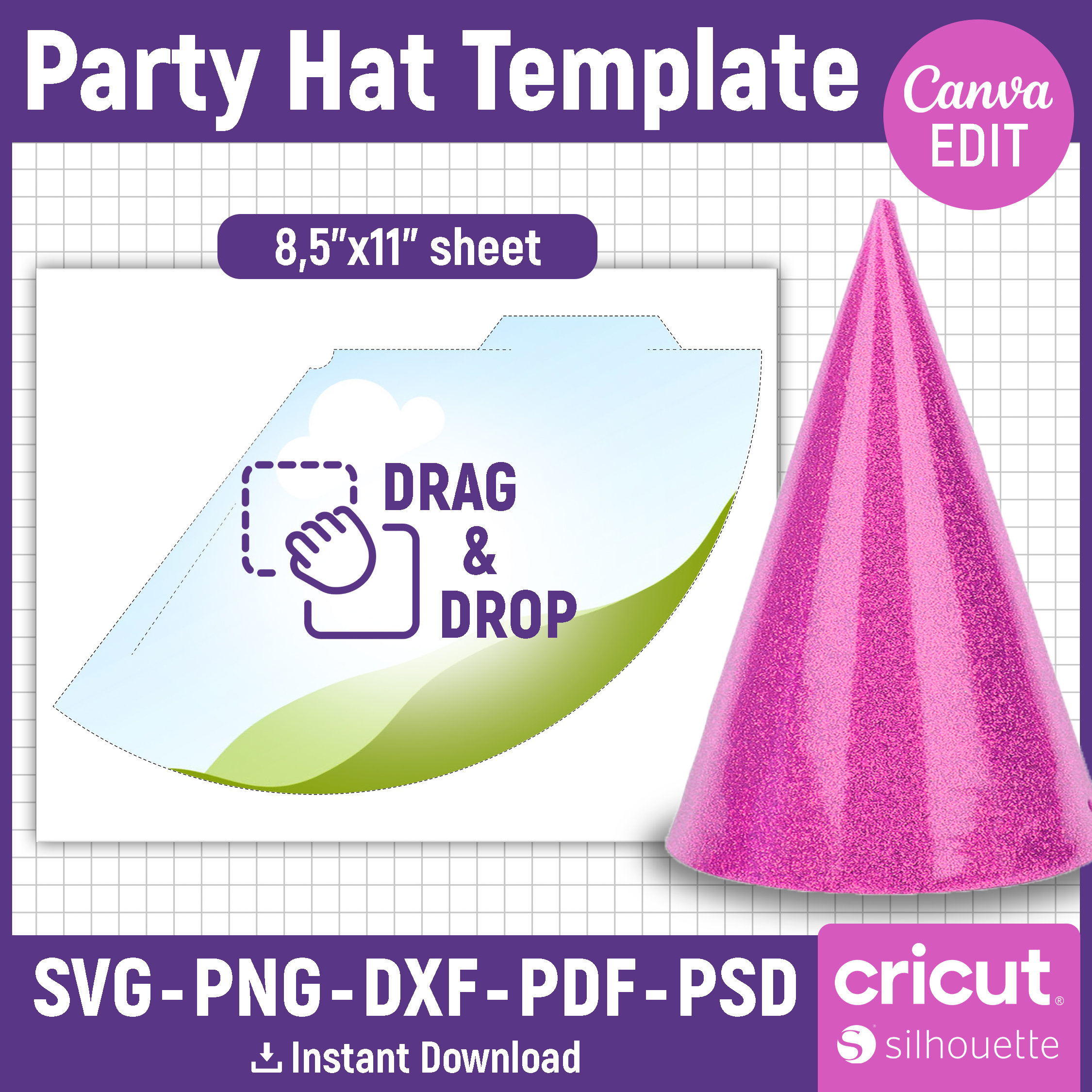 Party Hat Template, Party Hat Svg, Birthday Hat Template, Blank Hat ...