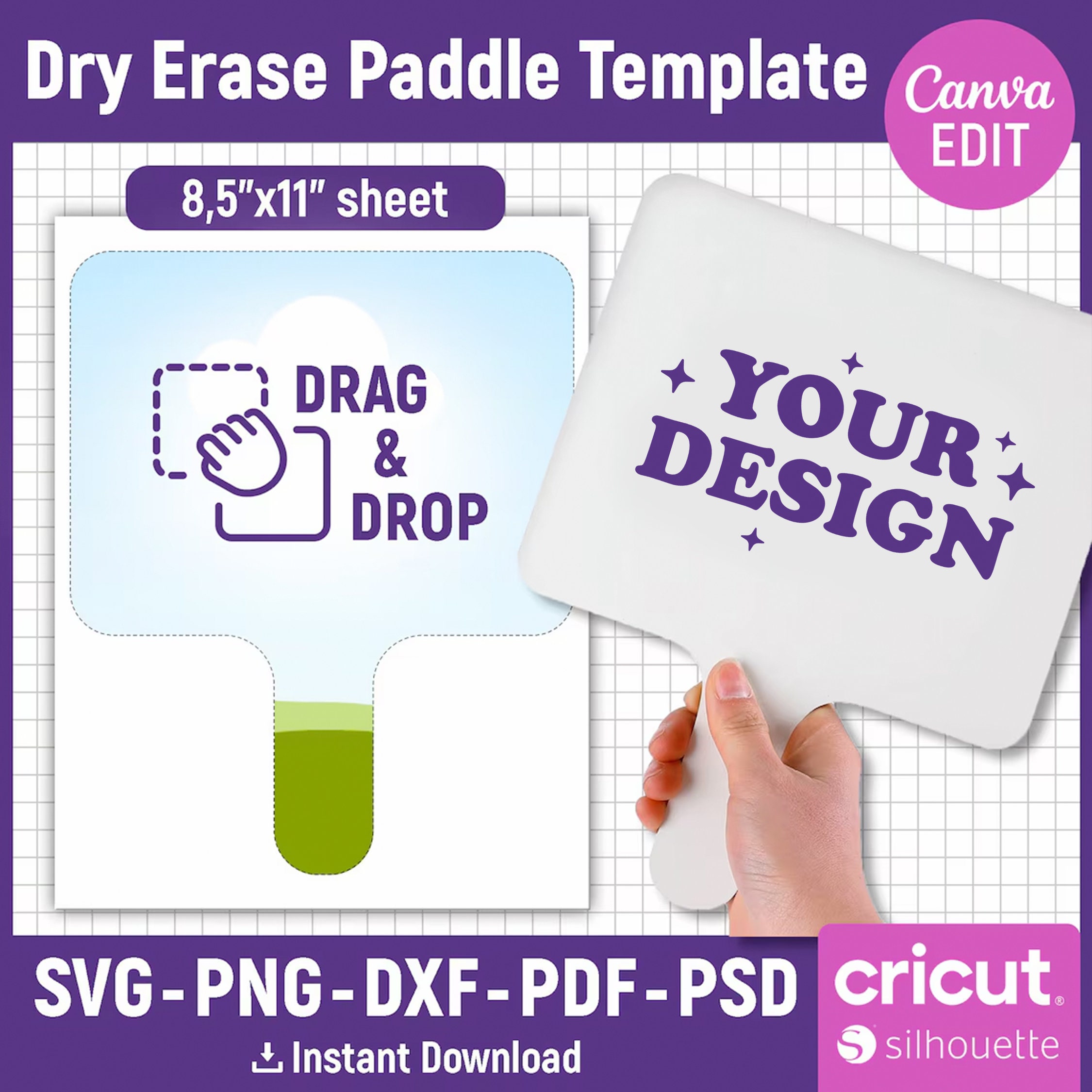 Dry Erase Answer Paddle Template Svg, Blank Paddle Board Template, Fan ...