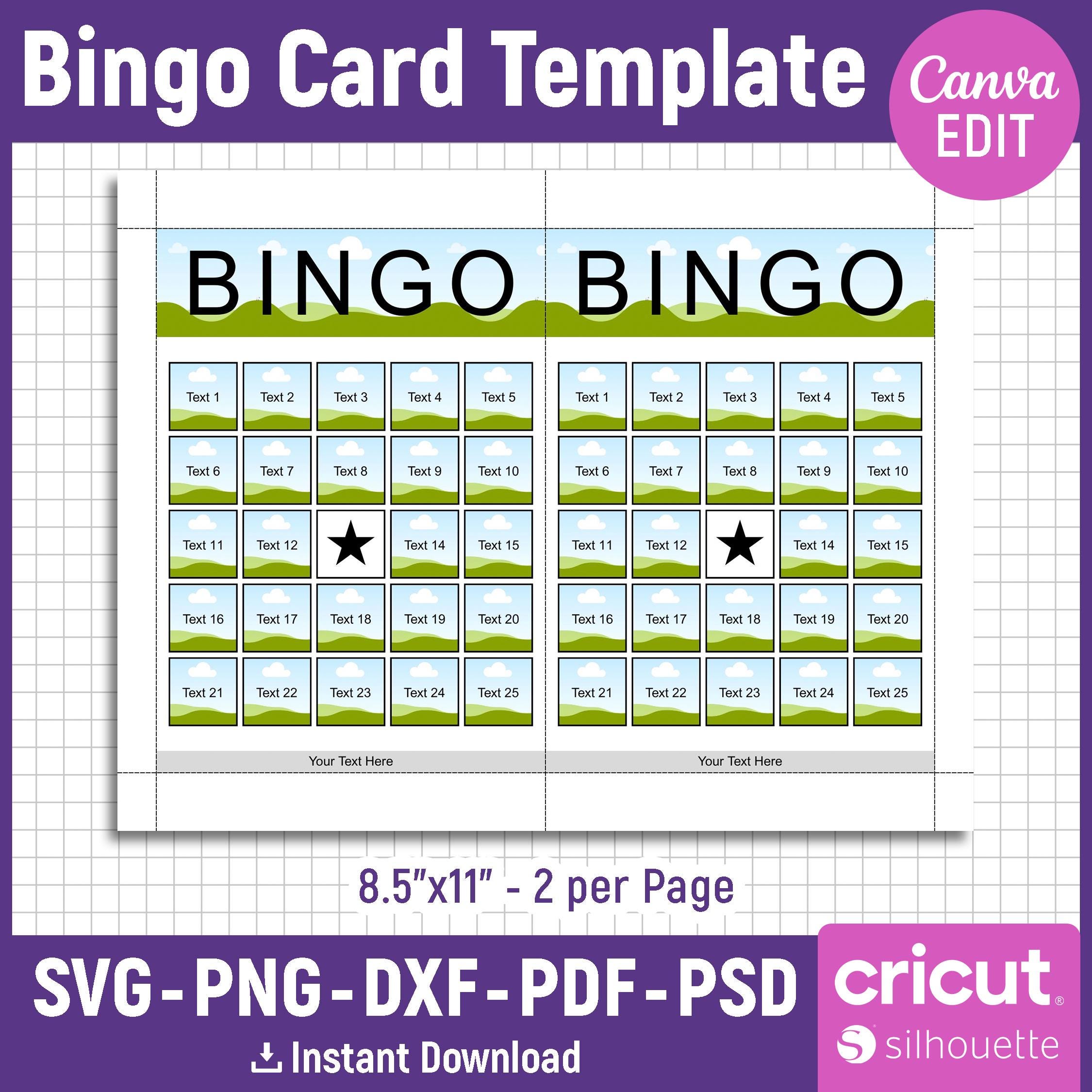 Bingo Card Template, Bingo Template, Custom Bingo, Bingo Canva Template ...