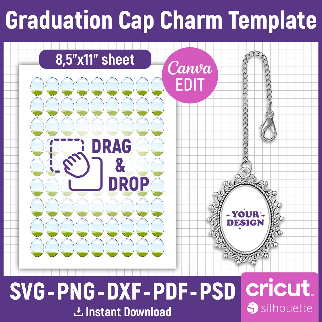 Graduation Cap Charm Template, Cap Charm Memorial Template, Charm ...