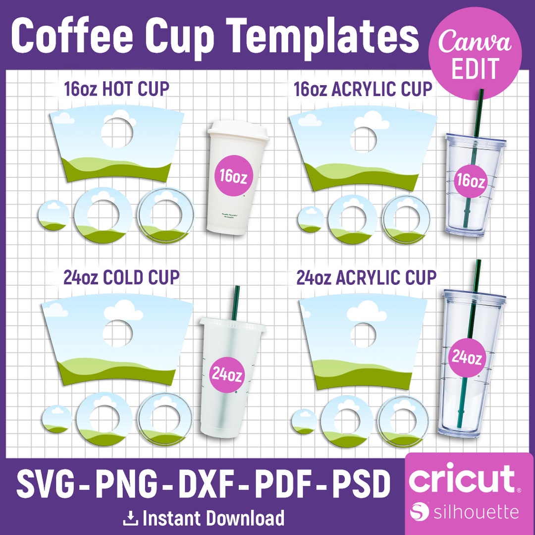 Coffee Cup Template BUNDLE, Coffee Hot Cup Template, Coffee Cold Cup ...