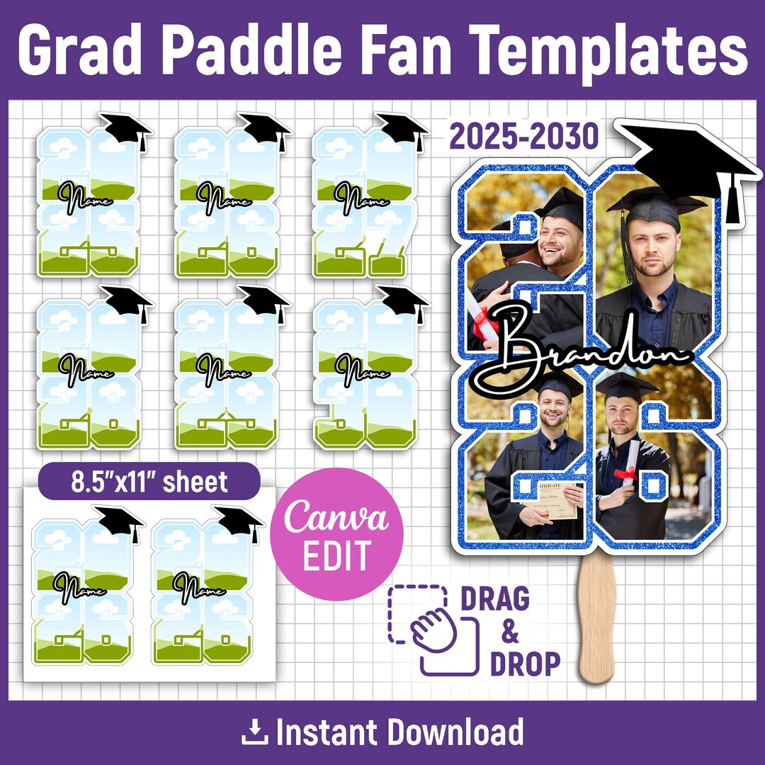2025-2030 Editable Grad Paddle Fan Template, Custom Grad Fan ...