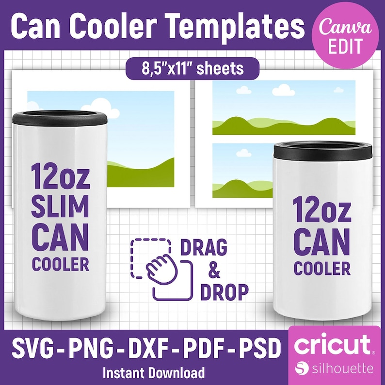 12oz Can Cooler & 12oz Slim Can Cooler Template, Beer Cooler Template ...