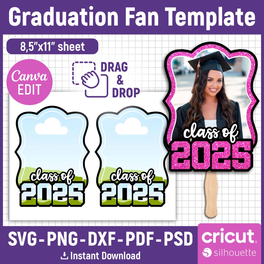 Grad Paddle Fan Template, Custom Grad Fan, Graduation Fan Template ...