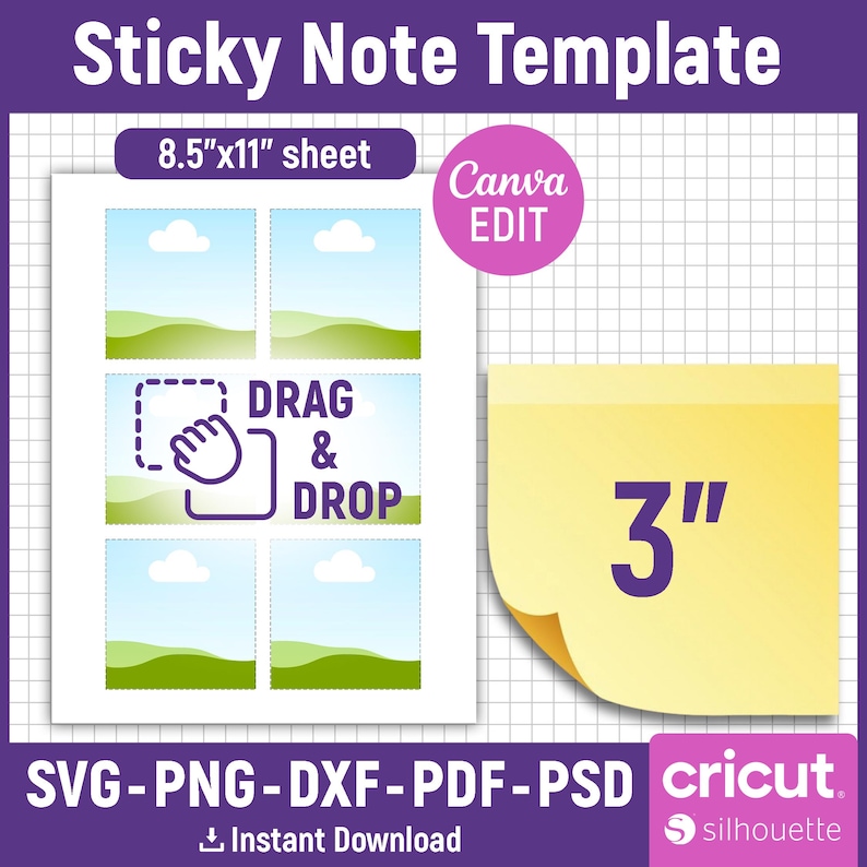 Sticky Note Template, Custom Sticky Notes, Sticky Note Blank, Note Page ...
