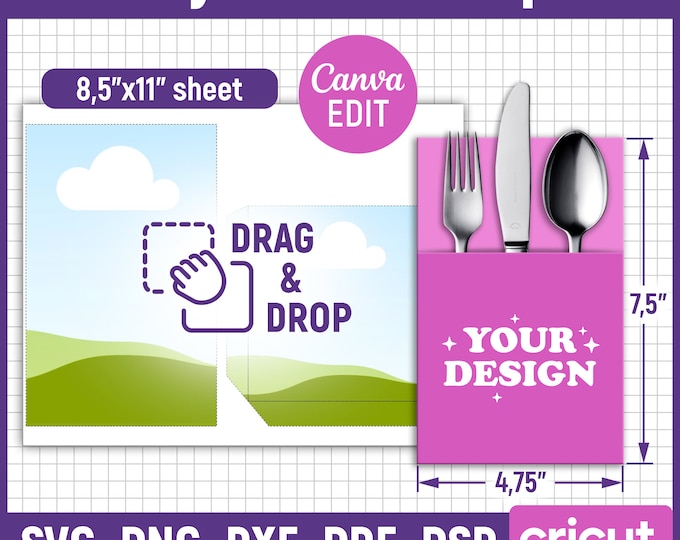 Cutlery Paper Holder Template, Cutlery Pouch Template, Party Favor ...