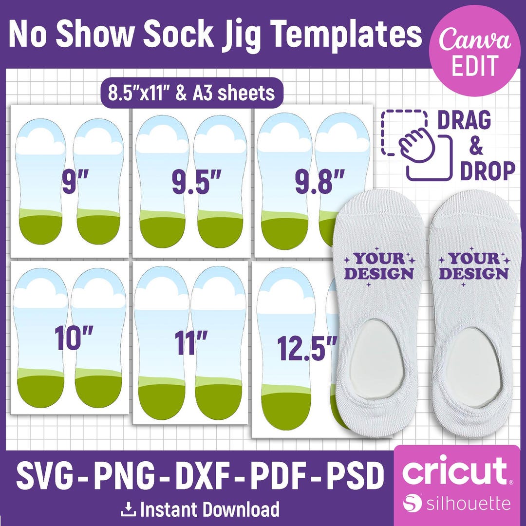 No Show Sock Jig Template, Sock Jig Template, Sock Jig Sublimation ...