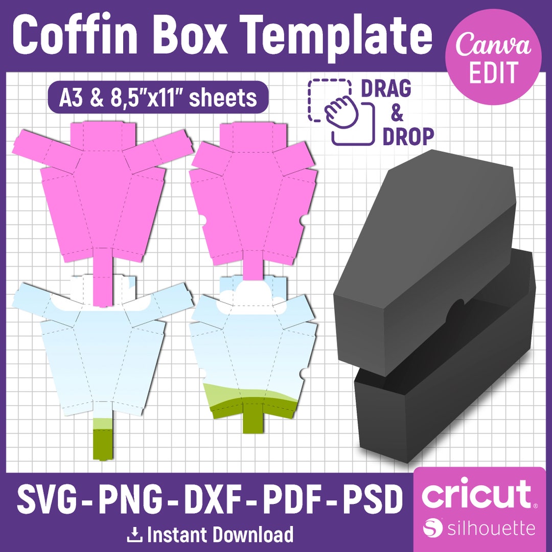 Coffin Box Template, Treat Box, Halloween Gift Box, Candy Box, Sweet ...