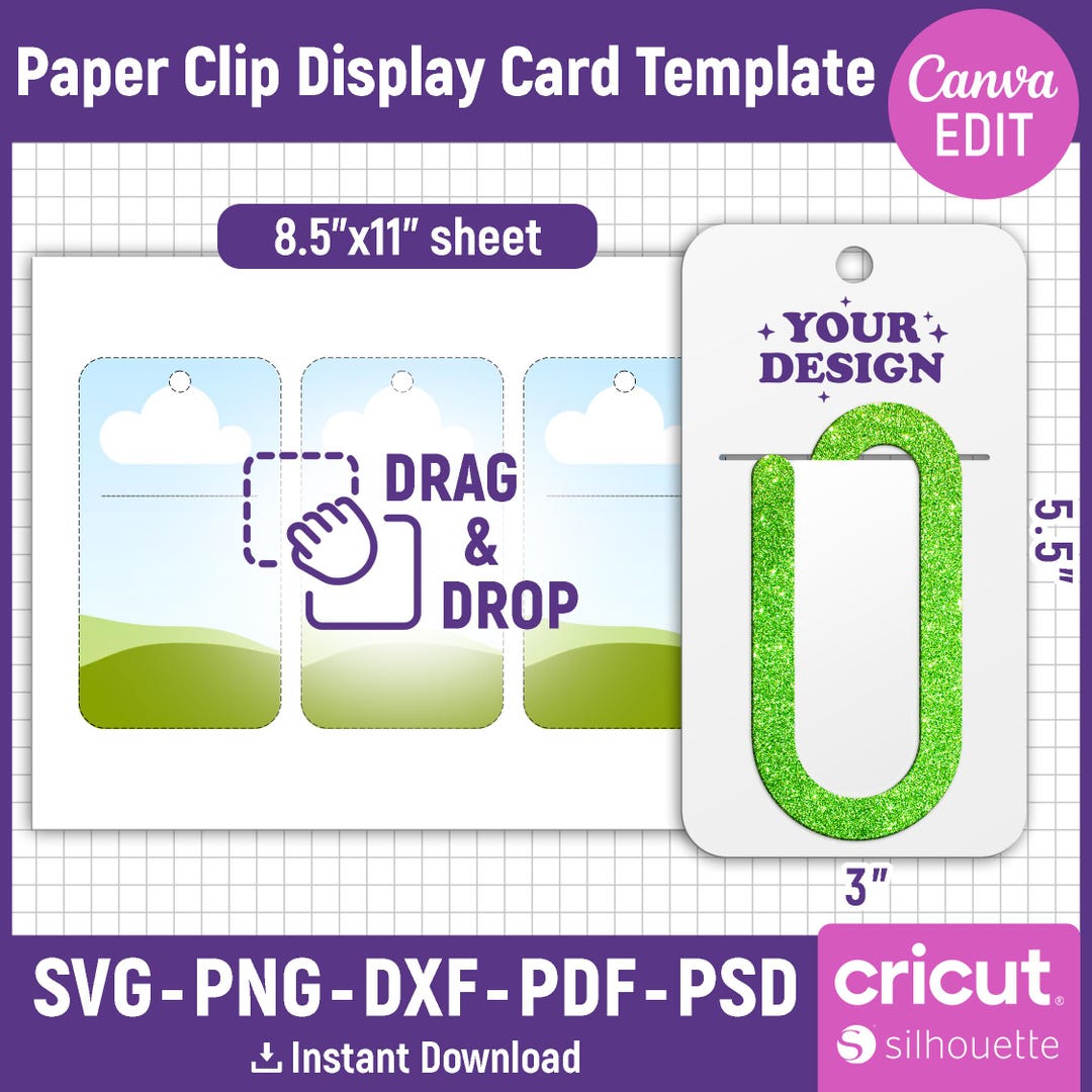 Jumbo Paper Clip Display Card Template, Paper Clip Holder Template ...