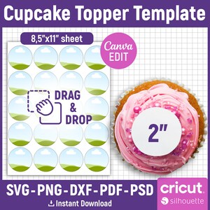 2 Inches Cupcake Topper Template, Birthday Cake Topper Template ...
